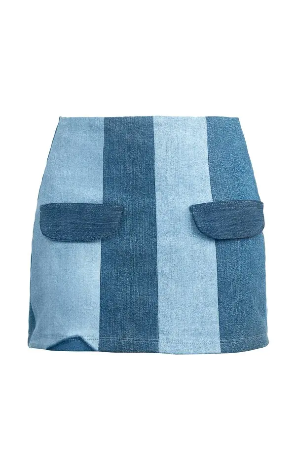 BOYEDOE Two-tone Denim Mini Skirt