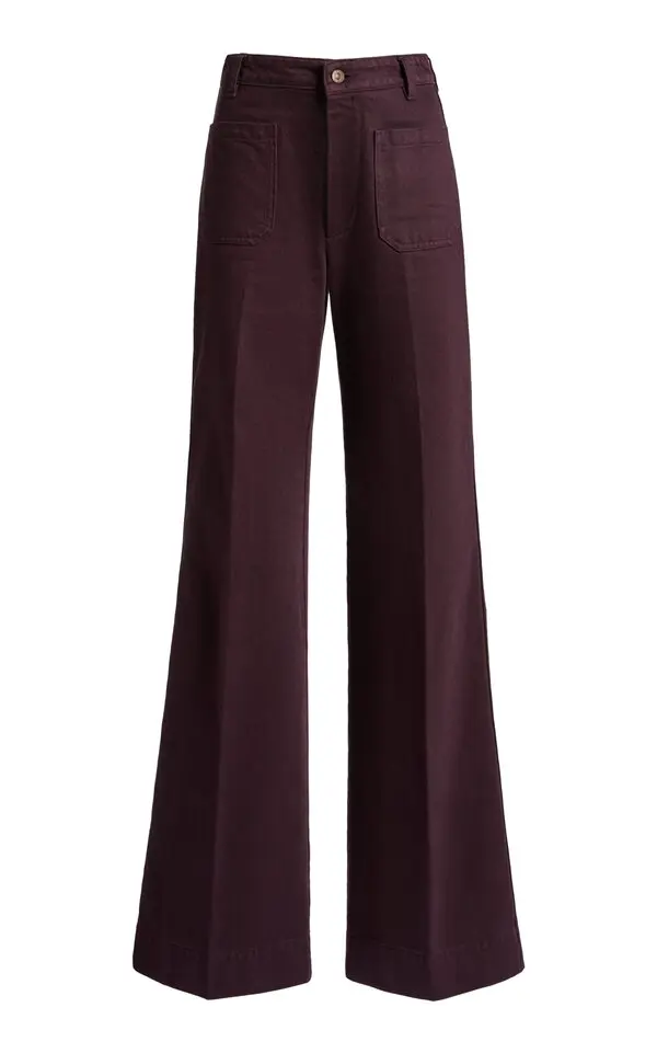Victoria Beckham Alina Cotton High-rise Wide-leg Jeans - Purple
