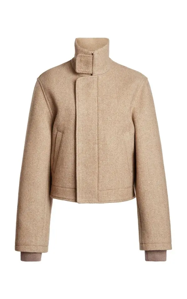 Victoria Beckham Wool-blend Bomber Jacket - Tan