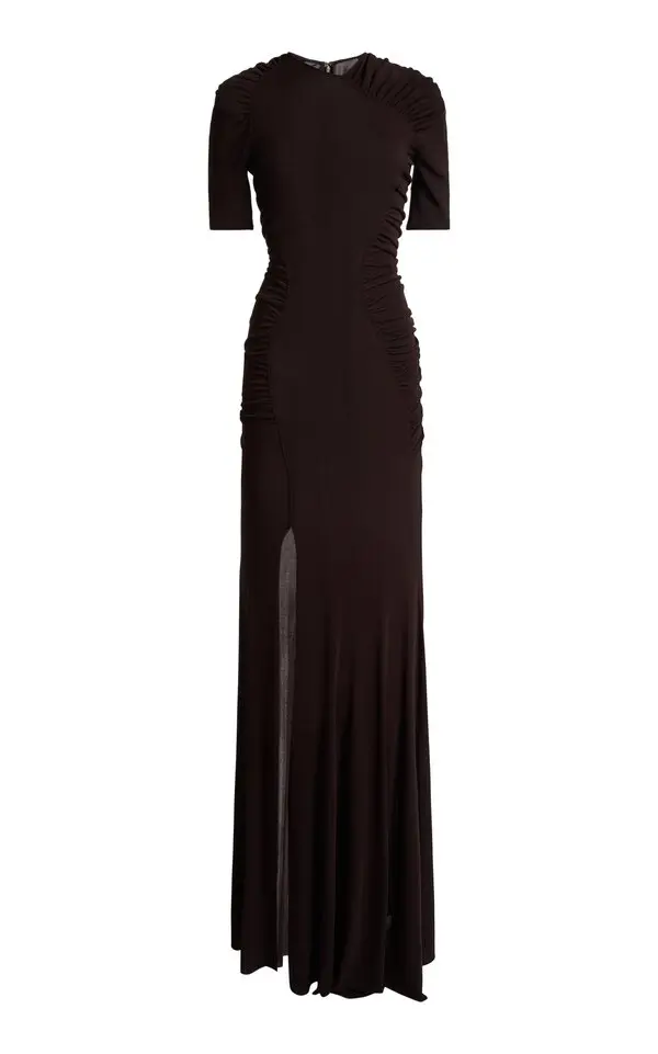 Victoria Beckham Gathered Crepe Jersey Gown - Black