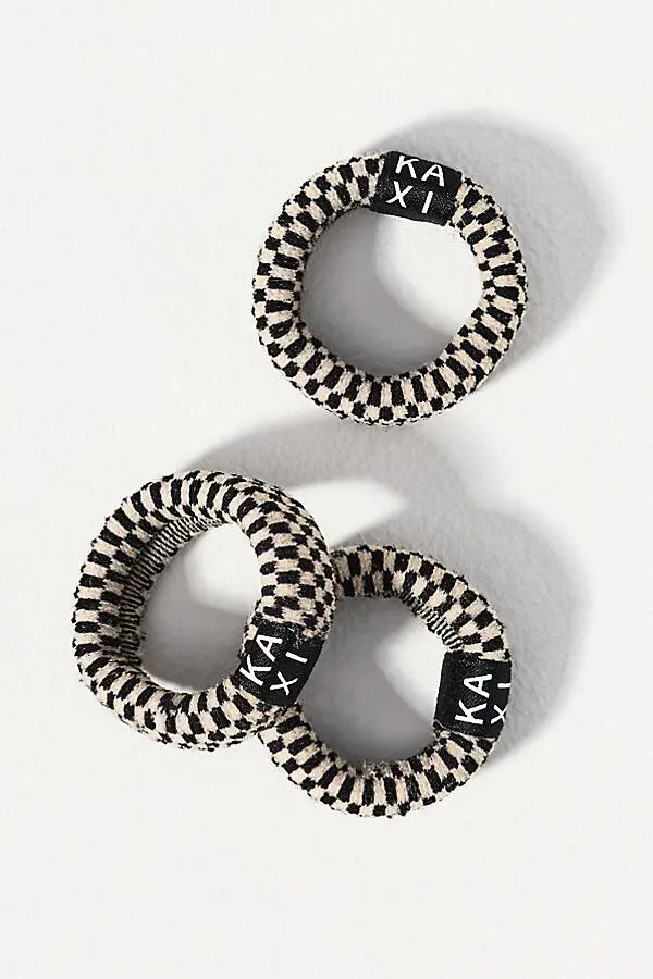 KAXI Set Of Striped Hair Ties - Black