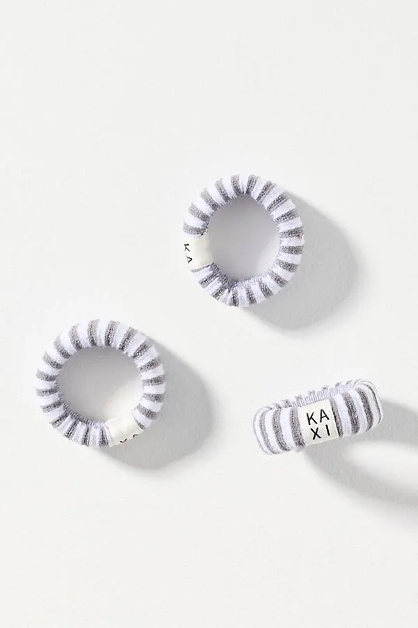 KAXI Set Of Striped Hair Ties - Grey