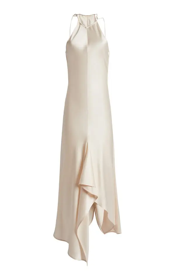 Victoria Beckham Draped Satin Halter Midi Dress - Off-white