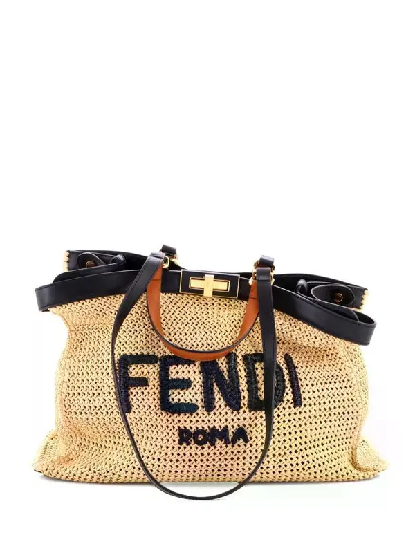 Fendi Peekaboo X-raffia Medium Tote Bag