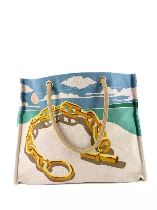 Hermès La Plage Beach Printed Canvas Tote Bag - Neutrals
