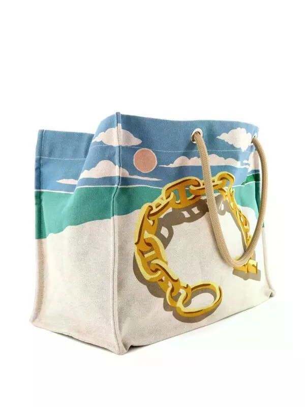 Hermès La Plage Beach Printed Canvas Tote Bag