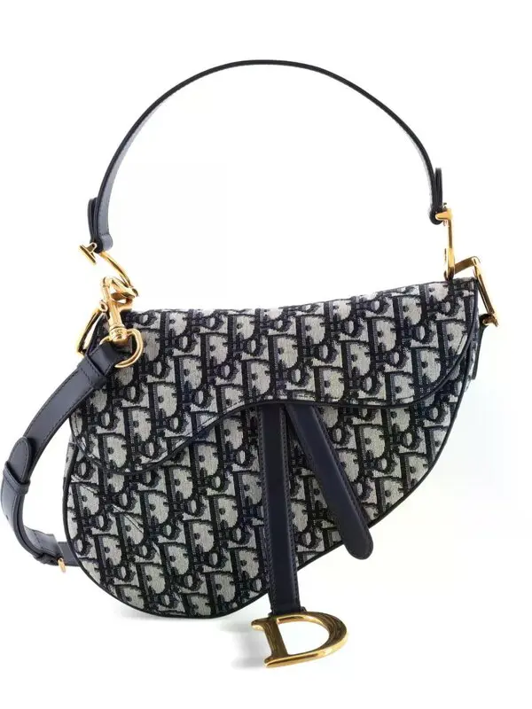 Dior Saddle Handbag With Strap Oblique Canvas