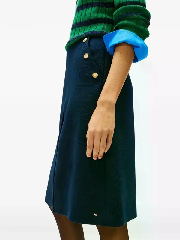 Tommy Hilfiger Midi A-line Skirt With Button Detail
