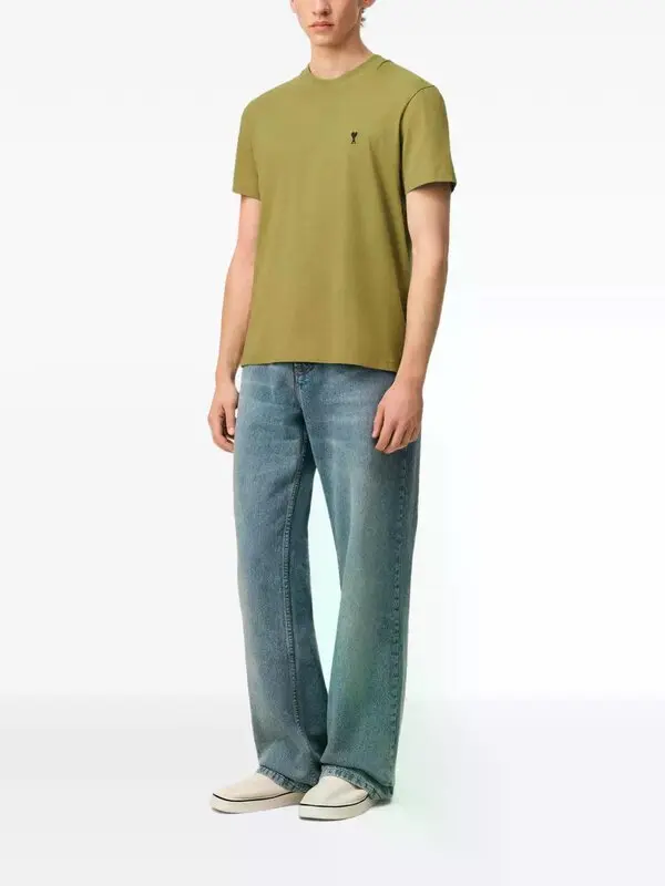 AMI Paris Cotton Contrasted Adc T-shirt - Green
