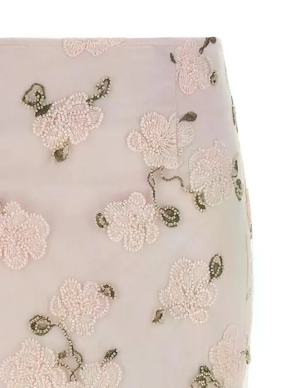 ROTATE BY BIRGER CHRISTENSEN Beaded Floral Pencil Skirt - Pink