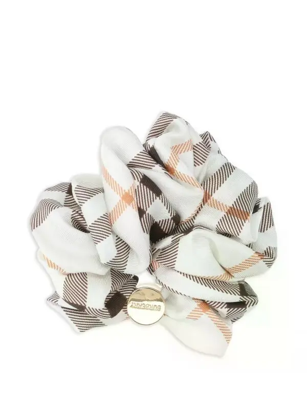 Burberry Check Silk Scrunchie - White