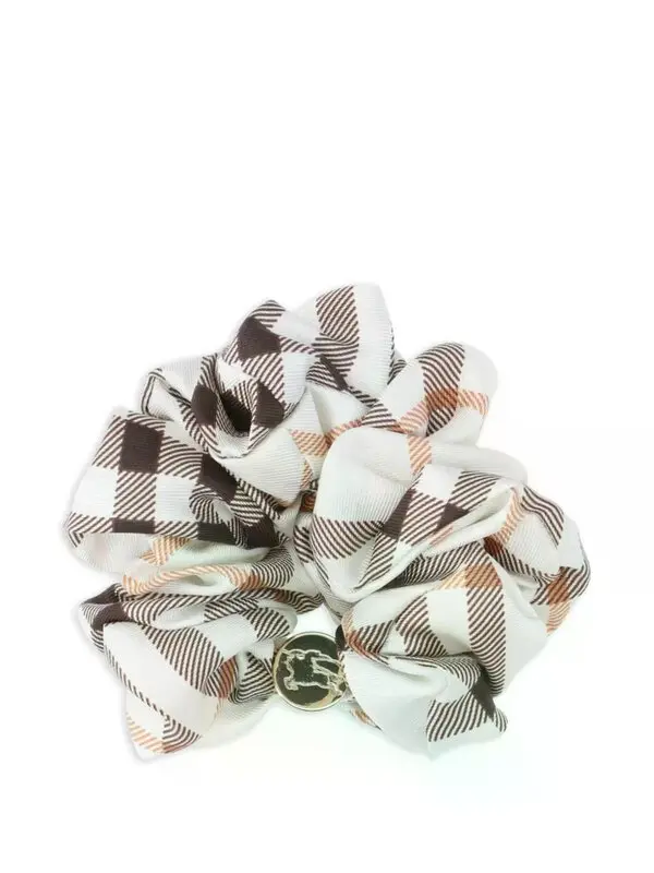 Burberry Check Silk Scrunchie - White