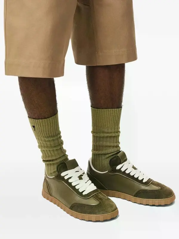 Ami Cowhide Leather Step Sneakers - Green