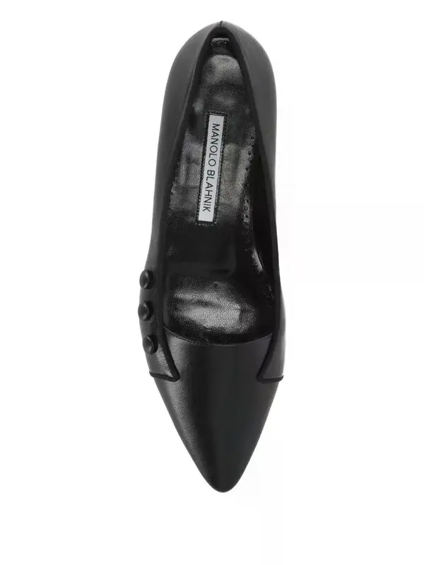 Manolo Blahnik Pointed-toe Ballet Flats With Button Detailing