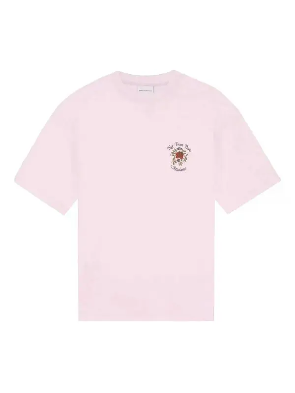 Drole De Monsieur Ribbed Rose-print T-shirt - Pink