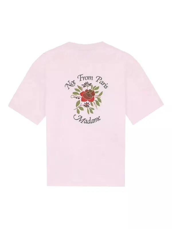 Drole De Monsieur Ribbed Rose-print T-shirt - Pink