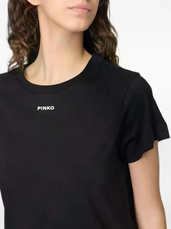 Pinko T-shirt With Embossed Logo - Black