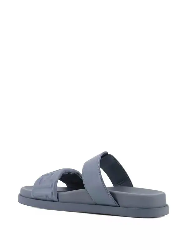 Fendi Embossed Logo Strap Sandals - Blue | Editorialist