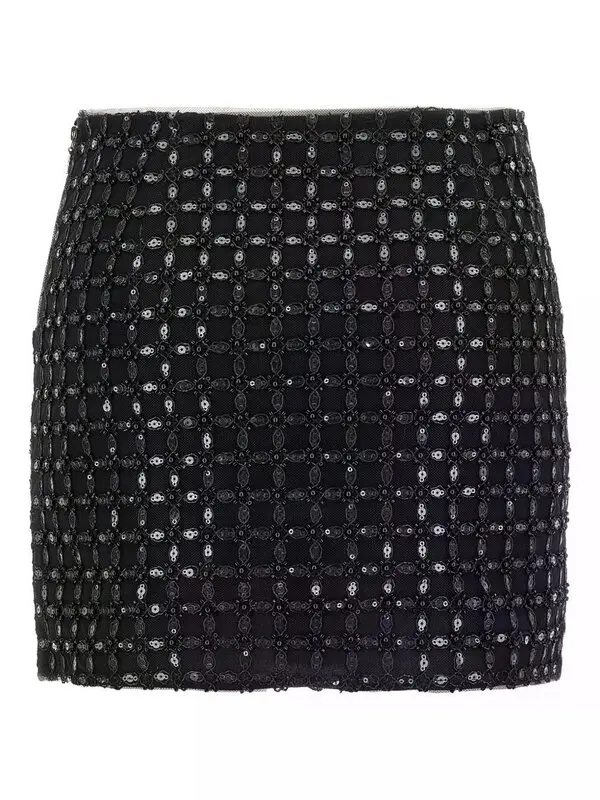 ROTATE BY BIRGER CHRISTENSEN Sequin-embroidered Mini Skirt - Black