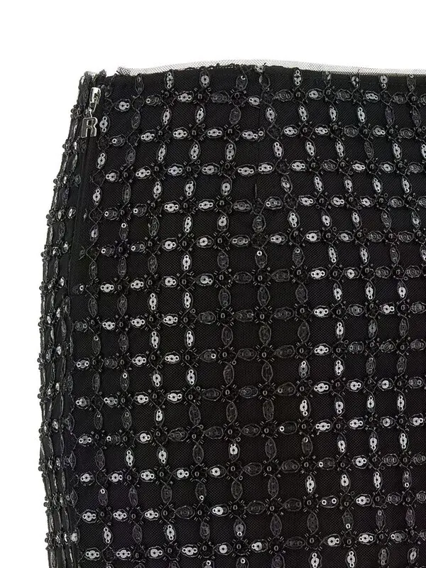 ROTATE BY BIRGER CHRISTENSEN Sequin-embroidered Mini Skirt - Black