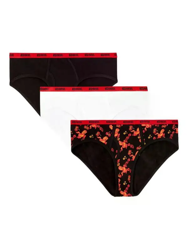 DIESEL® Oxy-gft Logo-waistband Thongs - Black