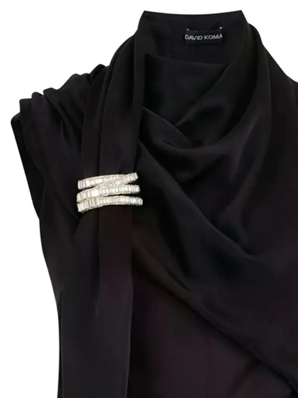 David Koma Brooch Drape Top