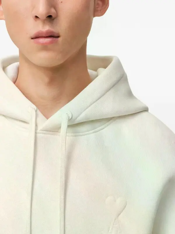 AMI Paris De Coeur Embossed Hooded Sweatshirt - Neutrals