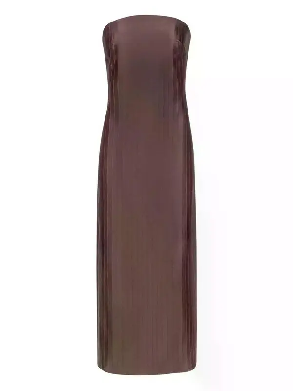 Loulou De Saison Giulia Striped Bustier Midi Dress - Brown