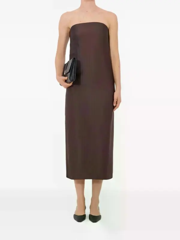 Loulou De Saison Giulia Striped Bustier Midi Dress - Brown