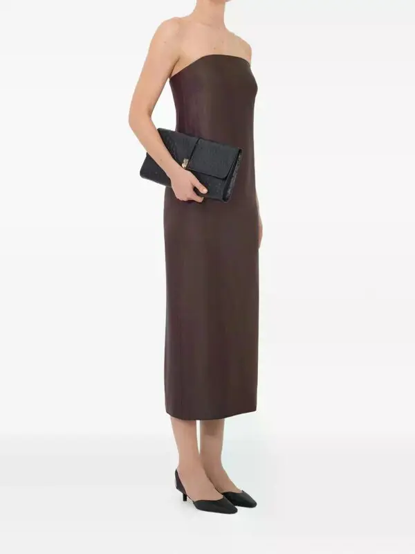 Loulou De Saison Giulia Striped Bustier Midi Dress - Brown