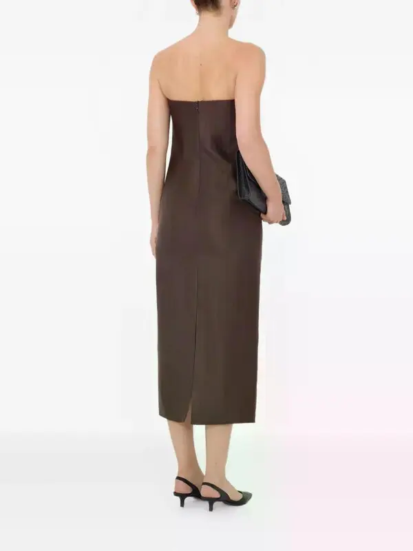 Loulou De Saison Giulia Striped Bustier Midi Dress - Brown