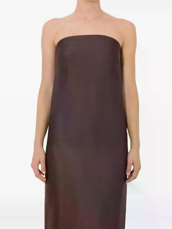 Loulou De Saison Giulia Striped Bustier Midi Dress - Brown