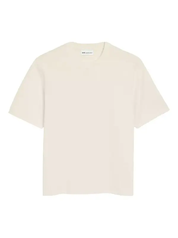AMI Paris Cotton T-shirt With Embossed De Coeur - Neutrals