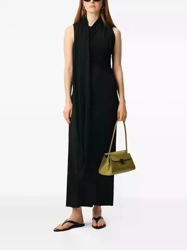 AMI Paris Jersey Maxi Dress With Lavalliere Neck - Black