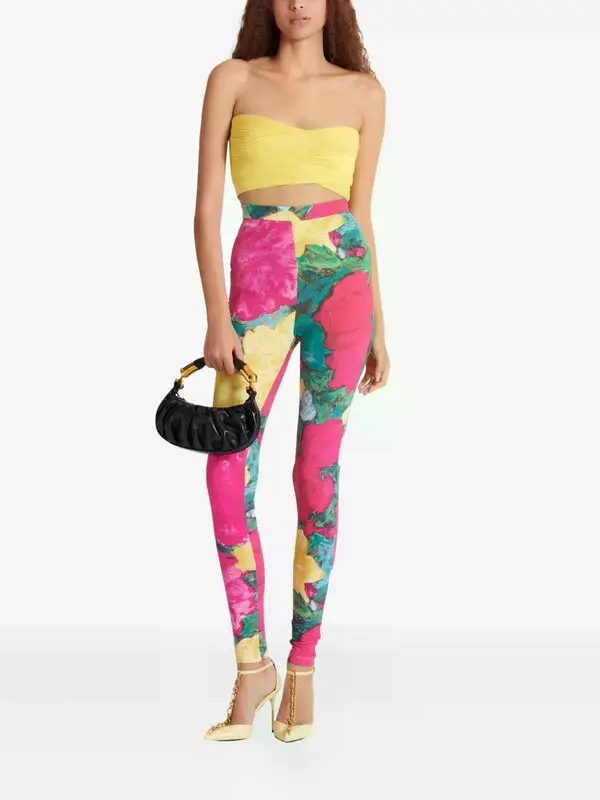 Balmain Floral-print Leggings - Pink