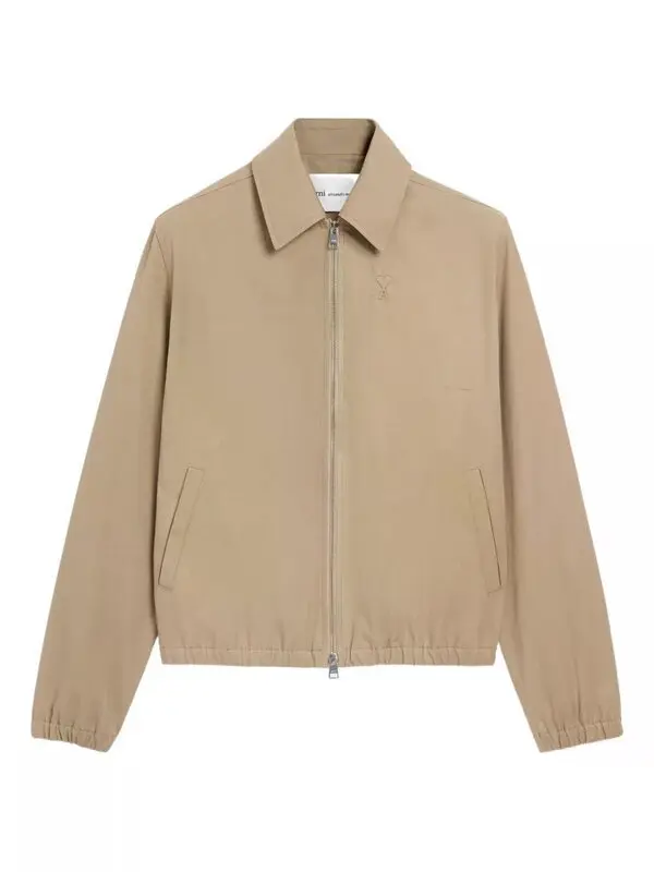 Ami Cotton Gabardine De Coeur Zipped Jacket - Neutrals