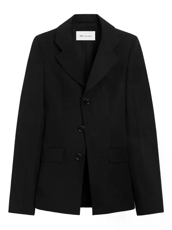 AMI Paris Wool Single-breasted Fitted Jacket - Black