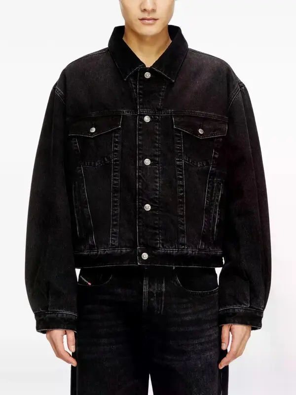 DIESEL® Corduroy-collar Denim Jacket - Black