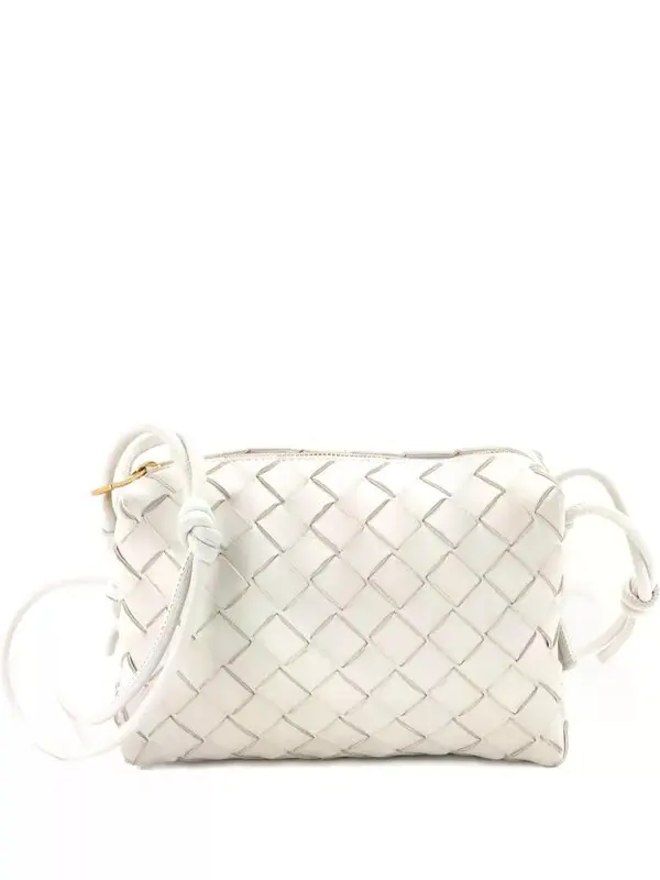 Bottega Veneta Loop Intrecciato Nappa Mini Crossbody Bag - White