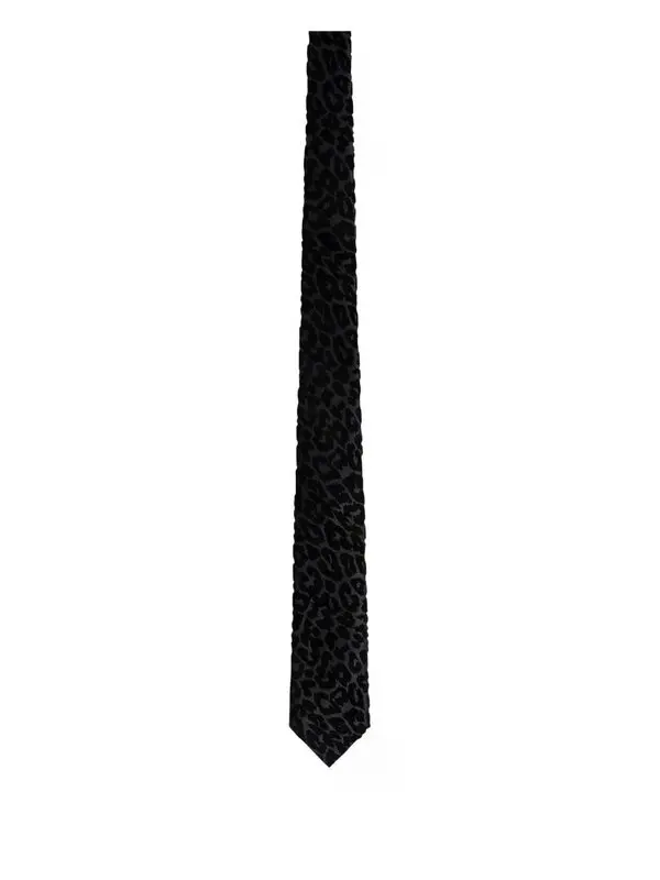 FURSAC Leopard-pattern Cotton Tie - Black