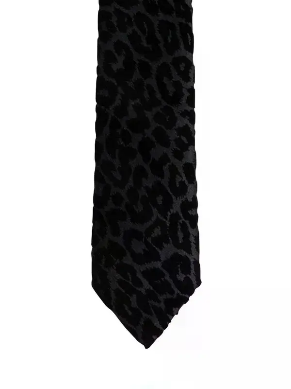 FURSAC Leopard-pattern Cotton Tie - Black