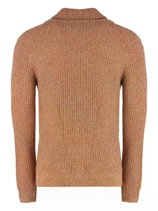 MOORER Shawl-collar Buttoned Cardigan