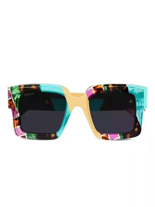 Gucci Patterned Square-frame Sunglasses - Blue