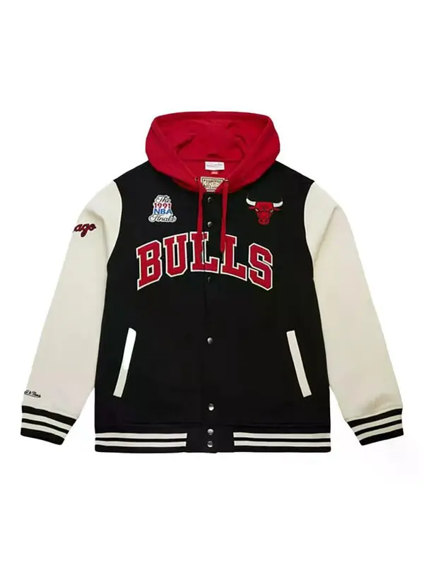 Mitchell & Ness Chicago Bulls Courtside Fleece Bomber Jacket - Black