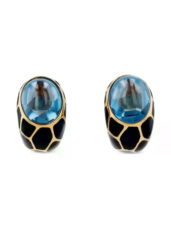 FRED 1980's Topaz Enamel Clip On Earrings - Gold