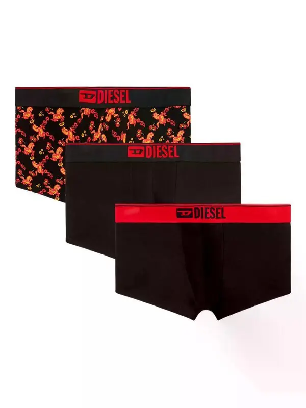 DIESEL Red-waistband Boxers - Black