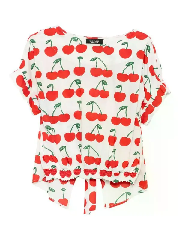 BLAKLACE Cherry-print Blouse - White