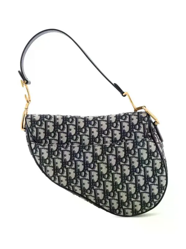 Dior Saddle Oblique Canvas Medium Shoulder Bag With Strap - Blue