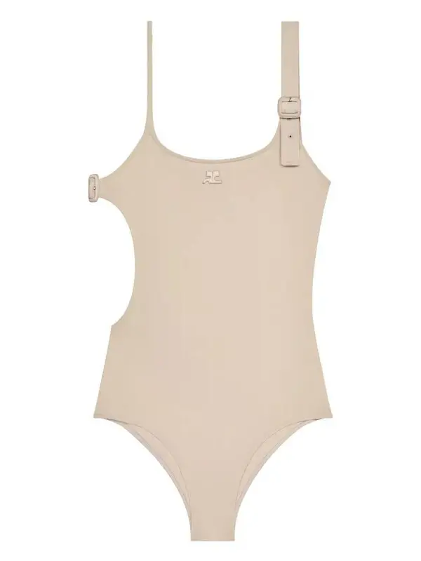 COURREGES Buckle Cut-out One-piece Swimsuit - Neutrals
