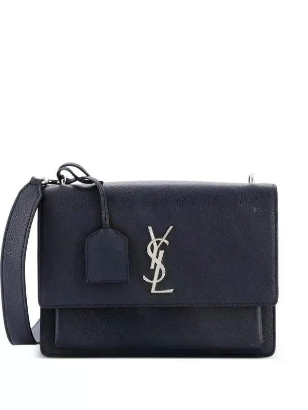 Saint Laurent Sunset Satchel Leather Crossbody Bag - Blue